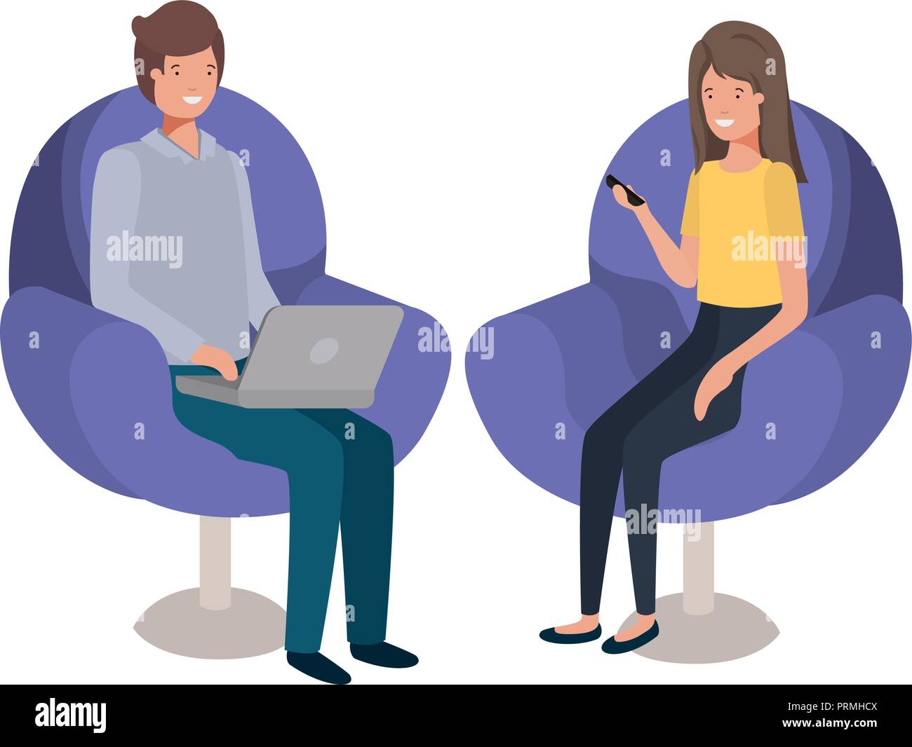 Couple relaxing in sofa Stock Vector Images - Alamy