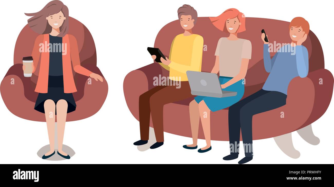 group of people using technology devices Stock Vector Image & Art - Alamy