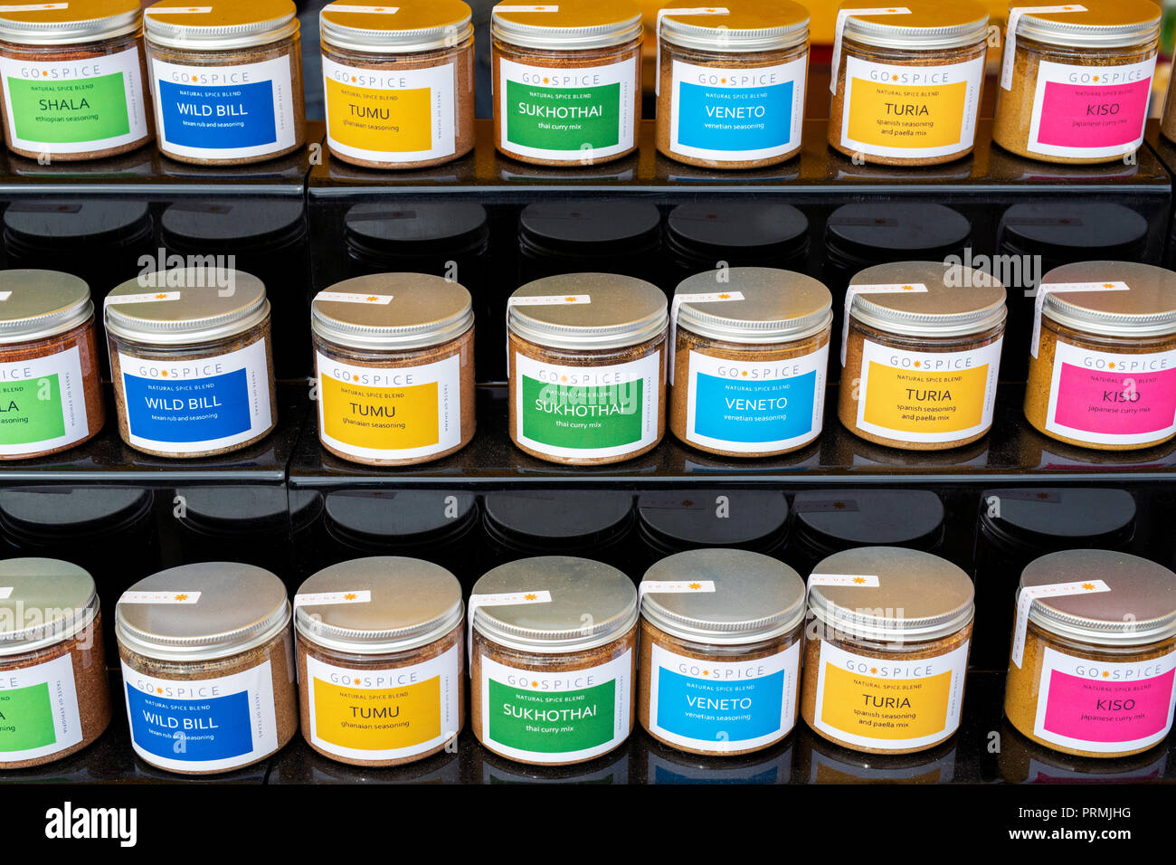 Artisan blended spice jars hi-res stock photography and images - Alamy