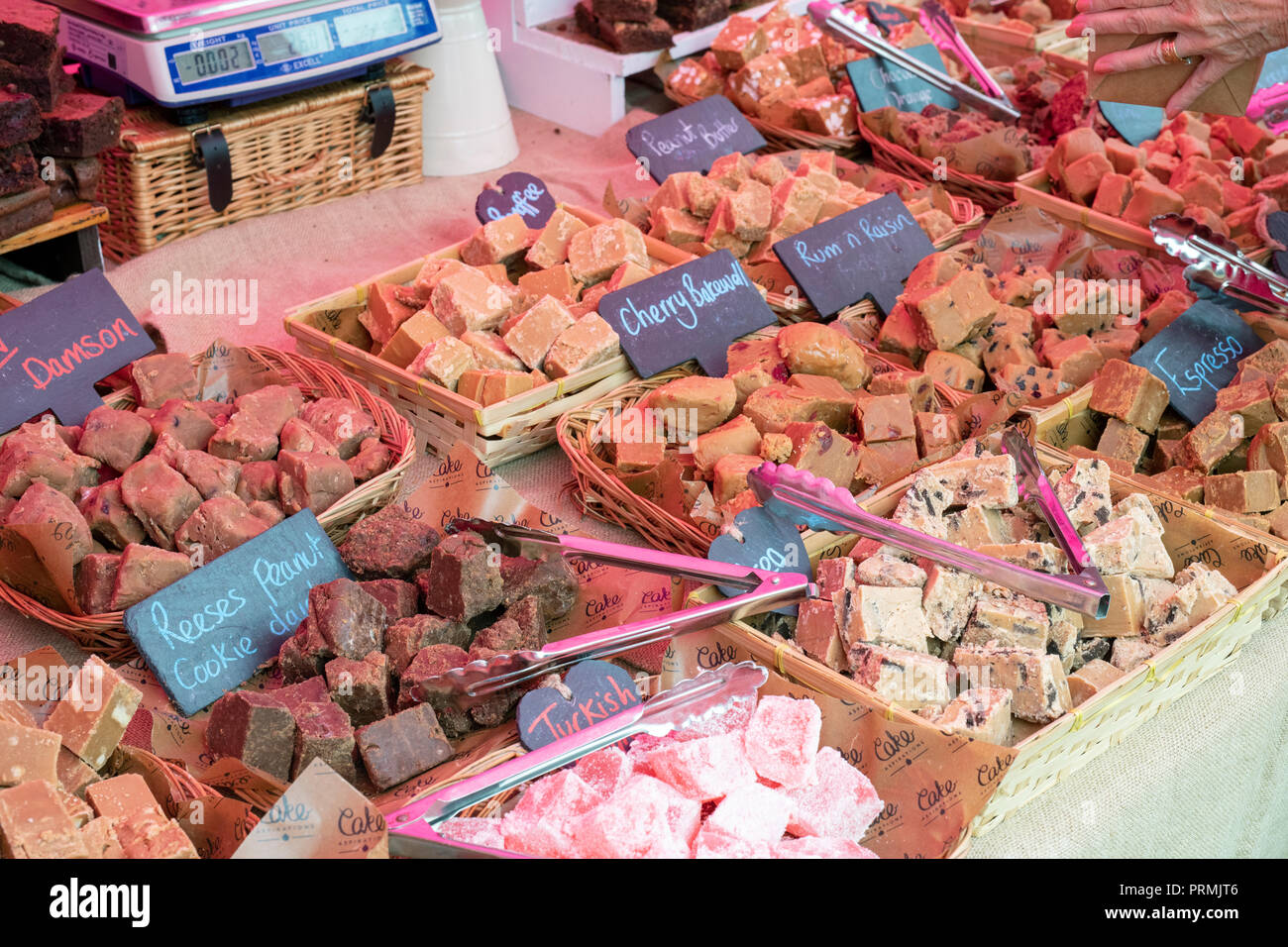 Fudge stall at the Thame food festival. Thame, Oxfordshire, England ...