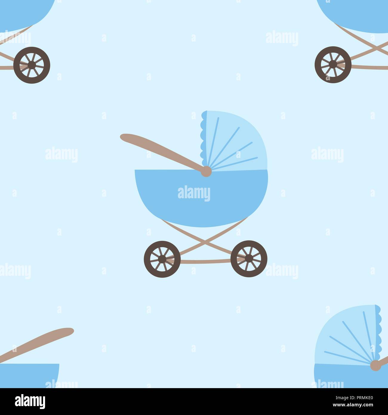 Seamless pattern of blue stroller image on a blue background ...