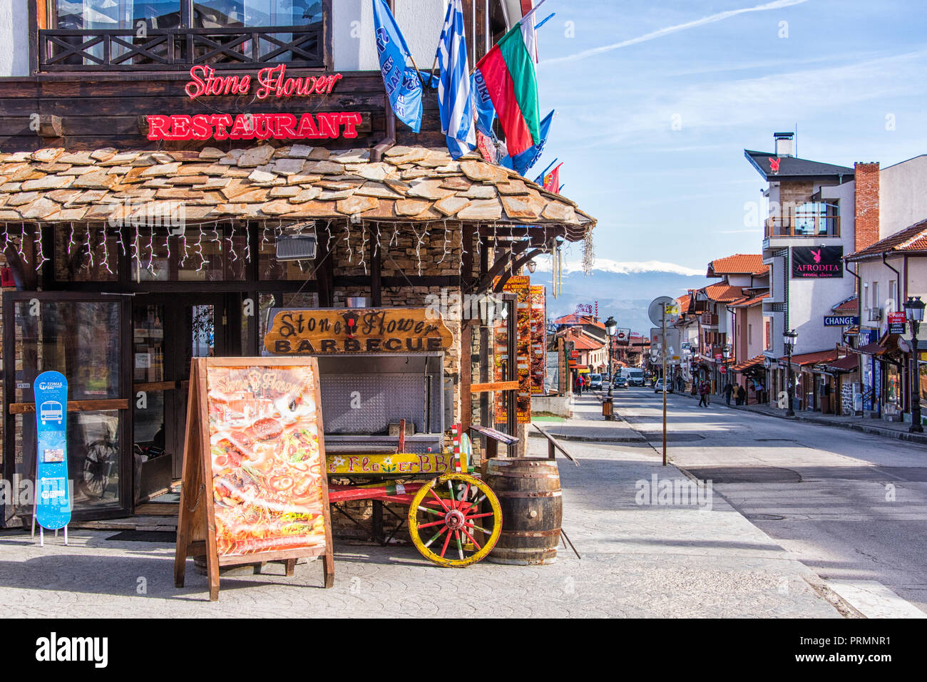 Streets of Bansko, a town and a ski resort, Bulgaria Stock Photo - Alamy