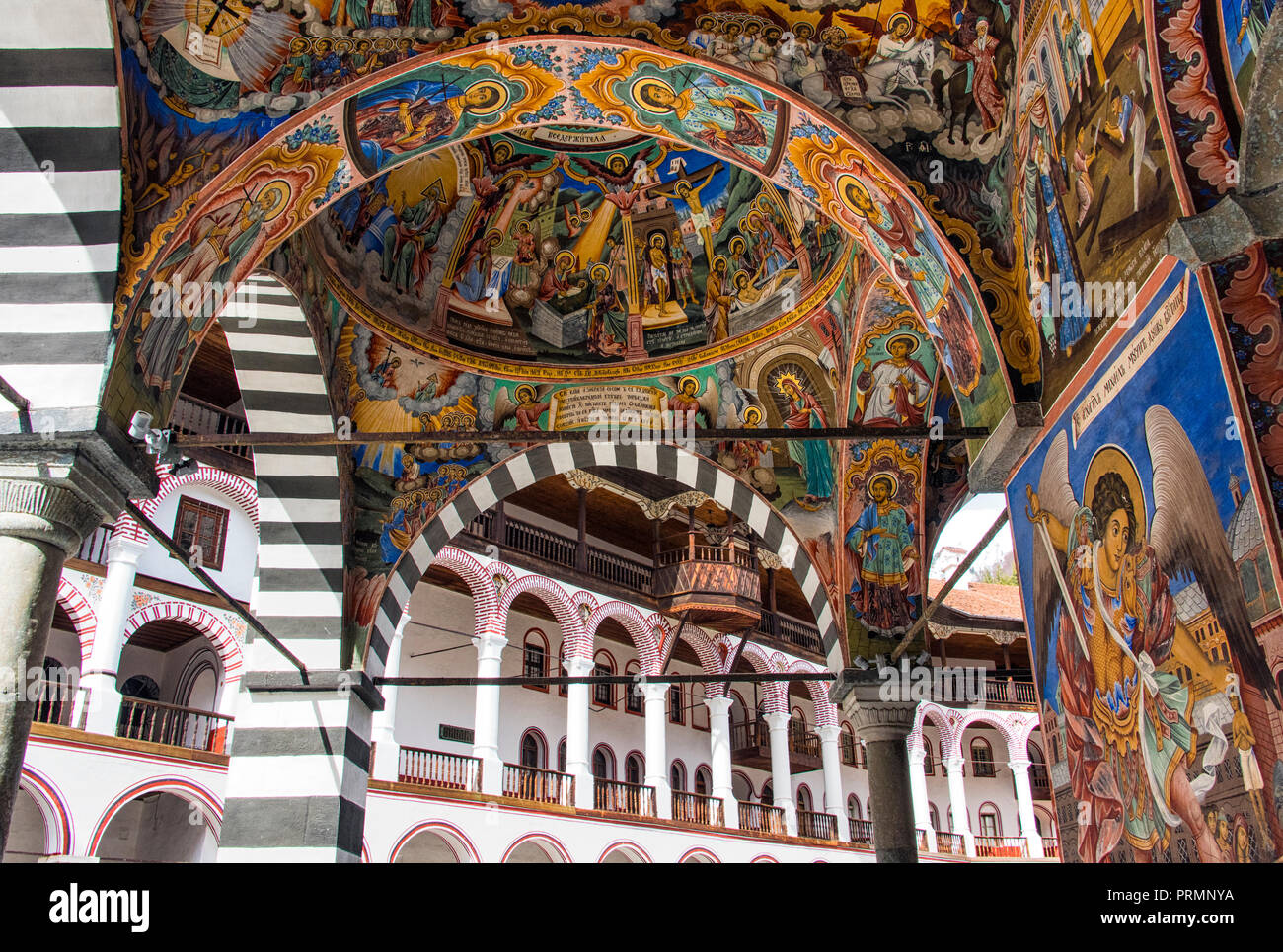 Icons on the exterior walls and ceilings of the Monastery of Saint Ivan ...