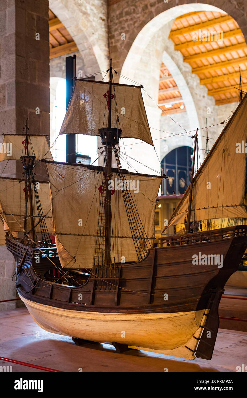 BARCELONA, SPAIN - 11 JANUARY 2018: Expositions in the naval museum ...