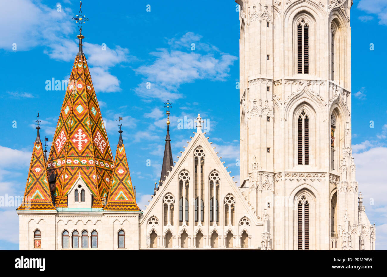 Exterior details of Matthias Church, Buda Castle Hill, Budapest ...
