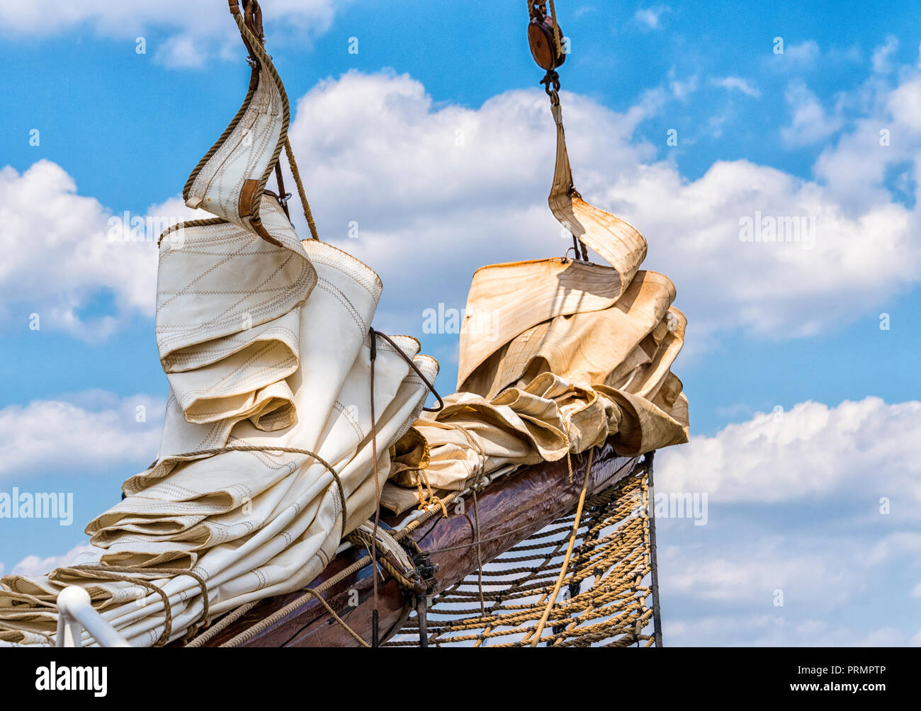 The folded sails of a Tall Ship, London, England Stock Photo - Alamy