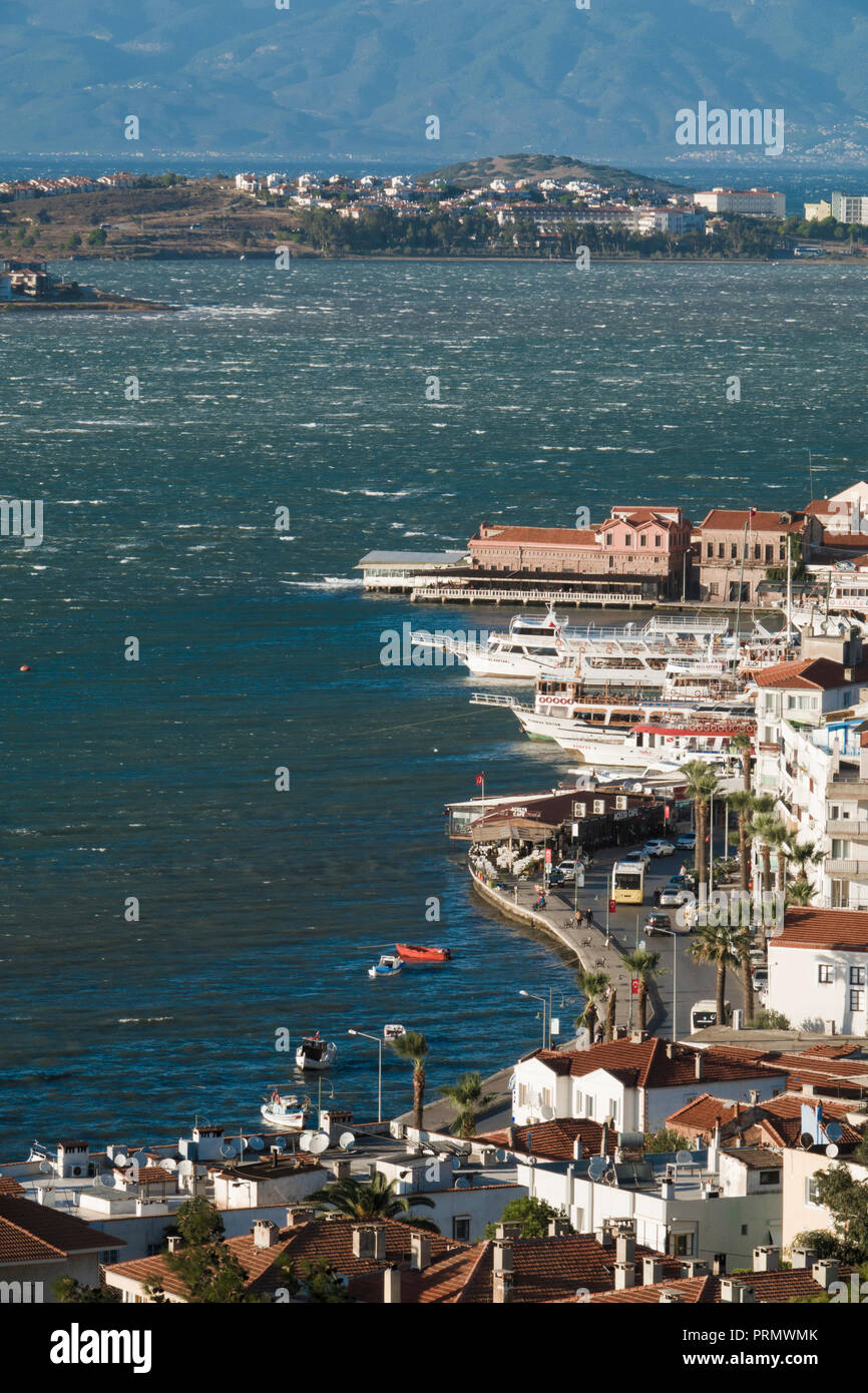 Strong winds blowing in the scenic coastal town of Ayvalik, Turkey ...