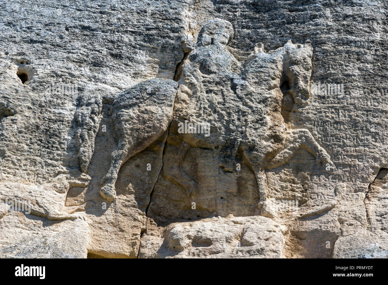 Medieval rock relief Madara Rider from the period of First Bulgarian ...