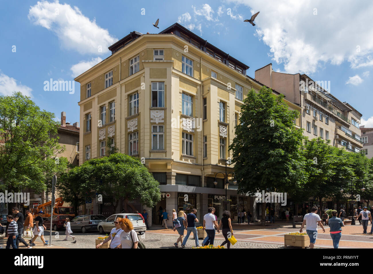 SOFIA, BULGARIA -MAY 20, 2018: Walking people on Boulevard Vitosha in city of Sofia, Bulgaria ...