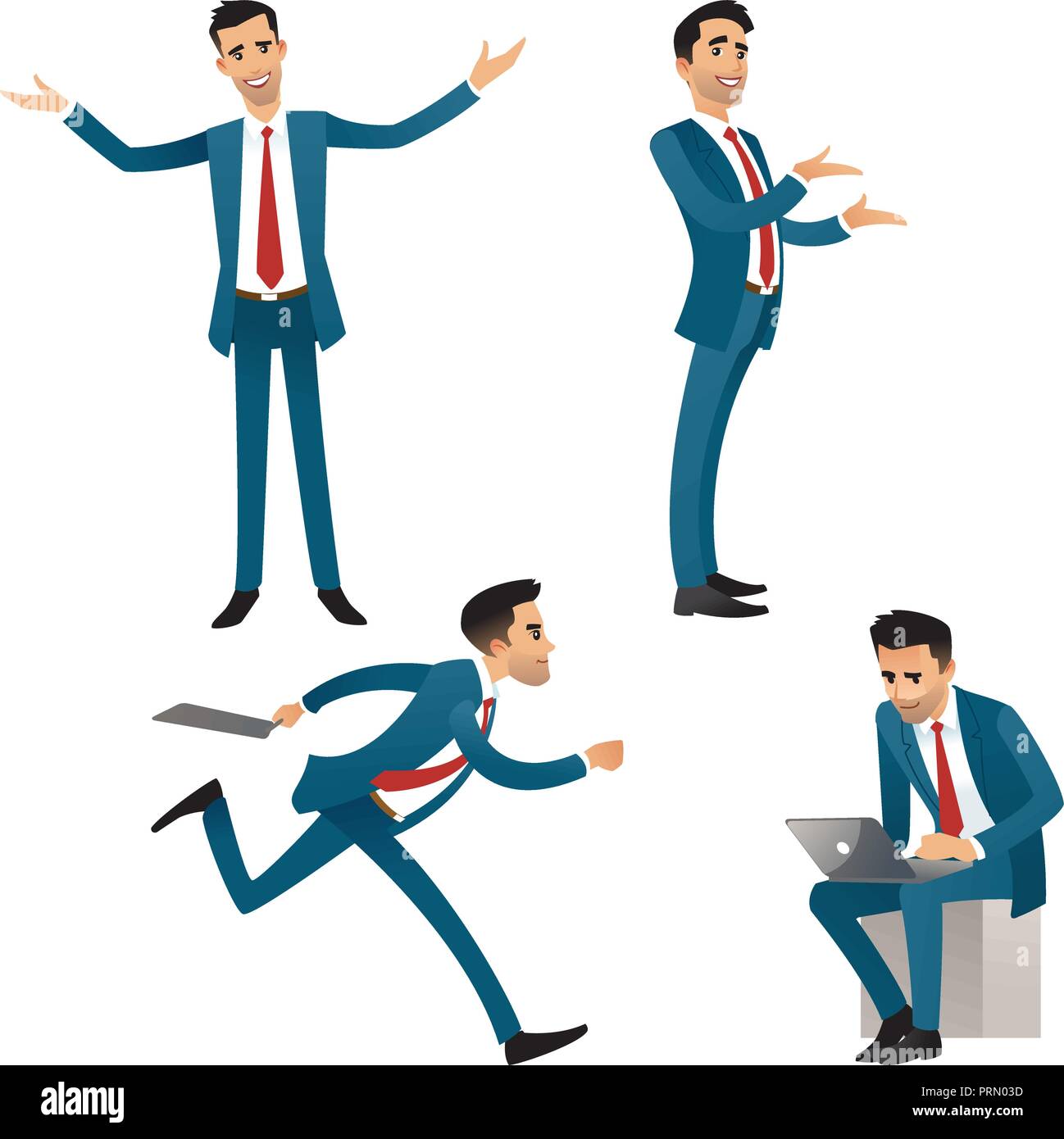 set of businessman in different poses. manager Stock Vector Image & Art ...