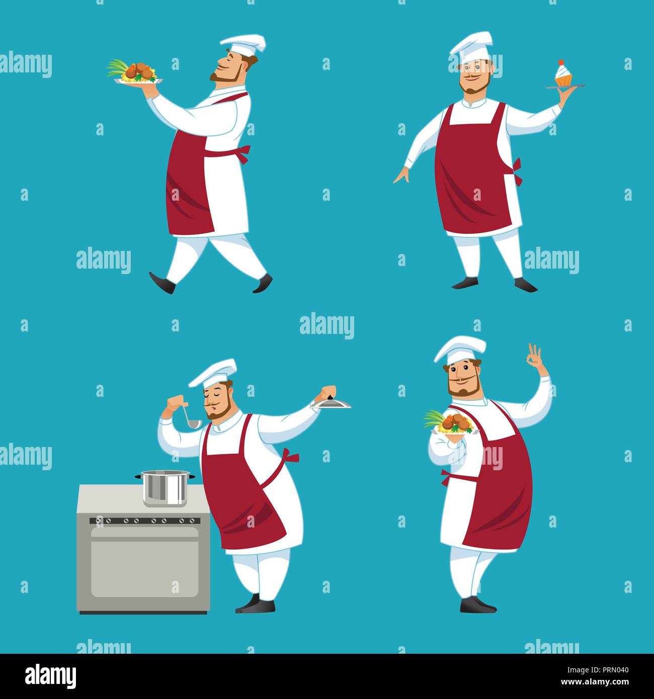 Set of chef characters. Vector illustration Stock Vector Image & Art ...
