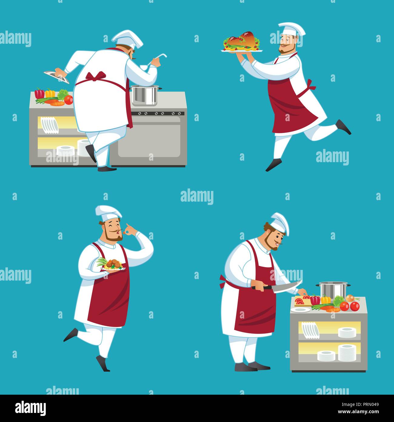 Set of chef characters. Vector illustration Stock Vector Image & Art ...