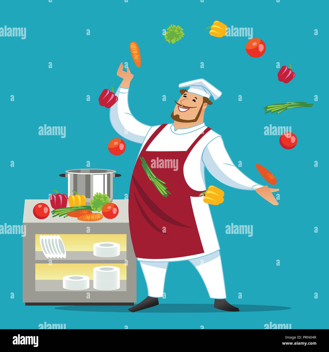 Funny chef character. Isolated vector illustration Stock Vector Image ...
