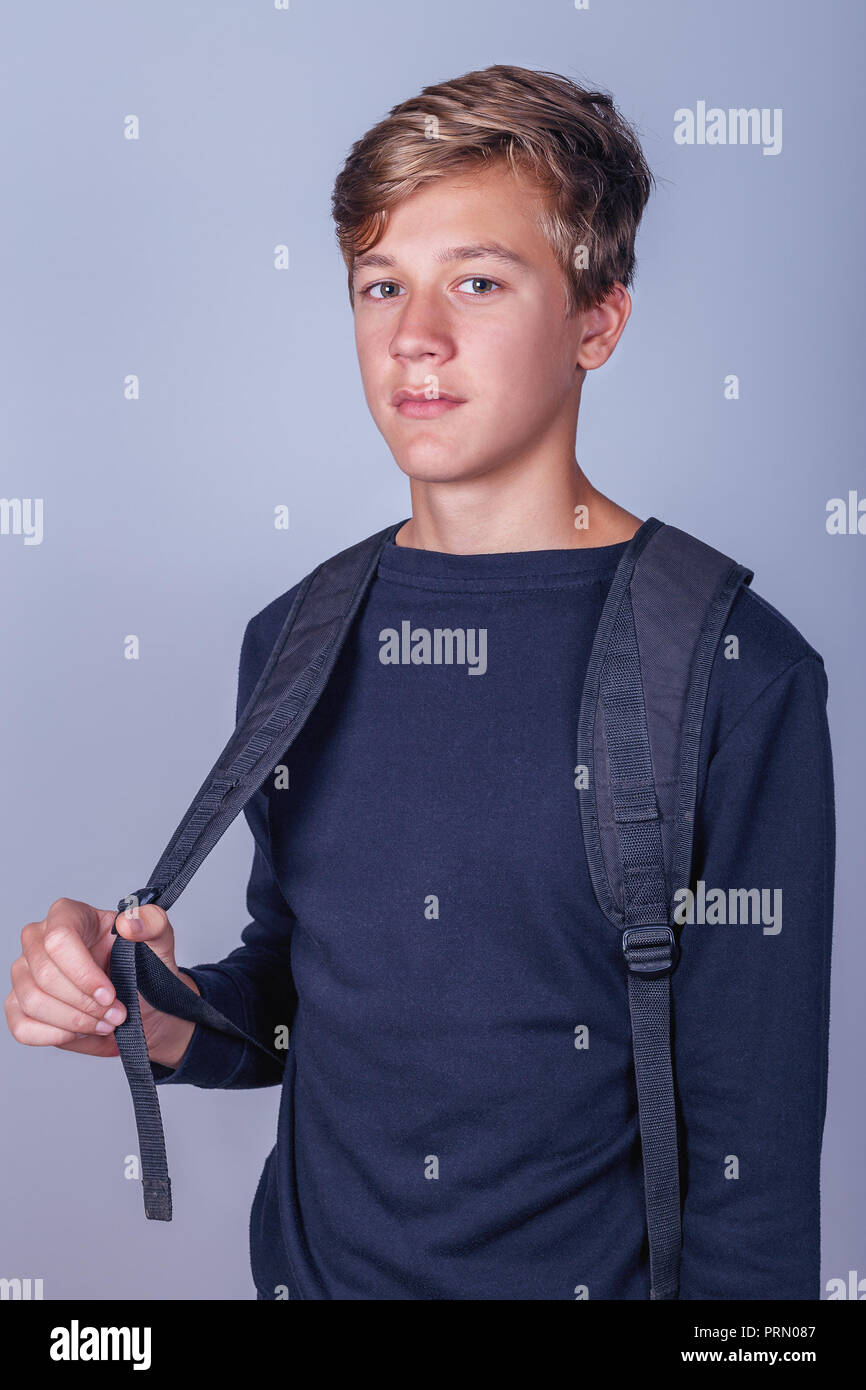 Teenage male backpack behind hi-res stock photography and images - Alamy