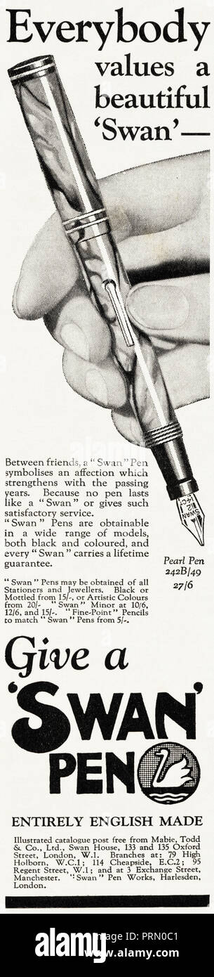 Vintage fountain pen ad hi-res stock photography and images - Alamy