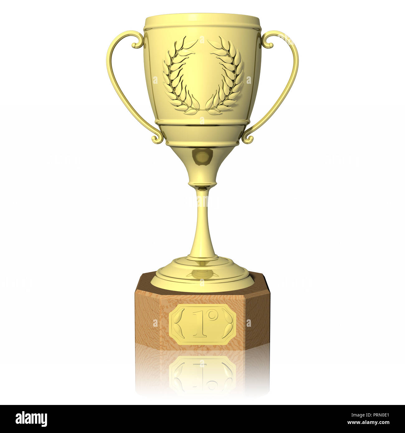 3D illustration. Gold Cup. Gold competition winner on white background ...