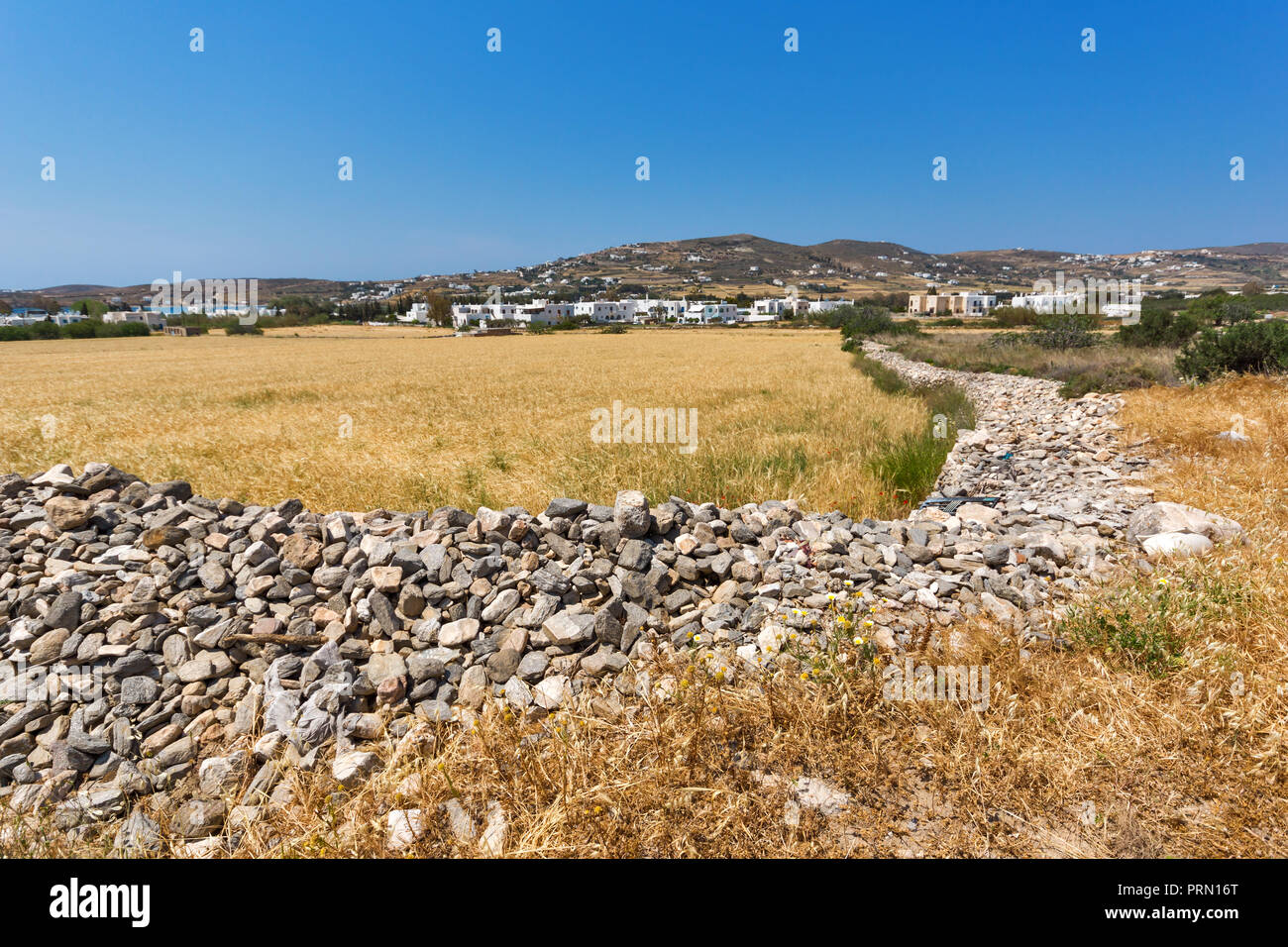 Typical Rural landscape near town of Parakia, Paros island, Cyclades ...
