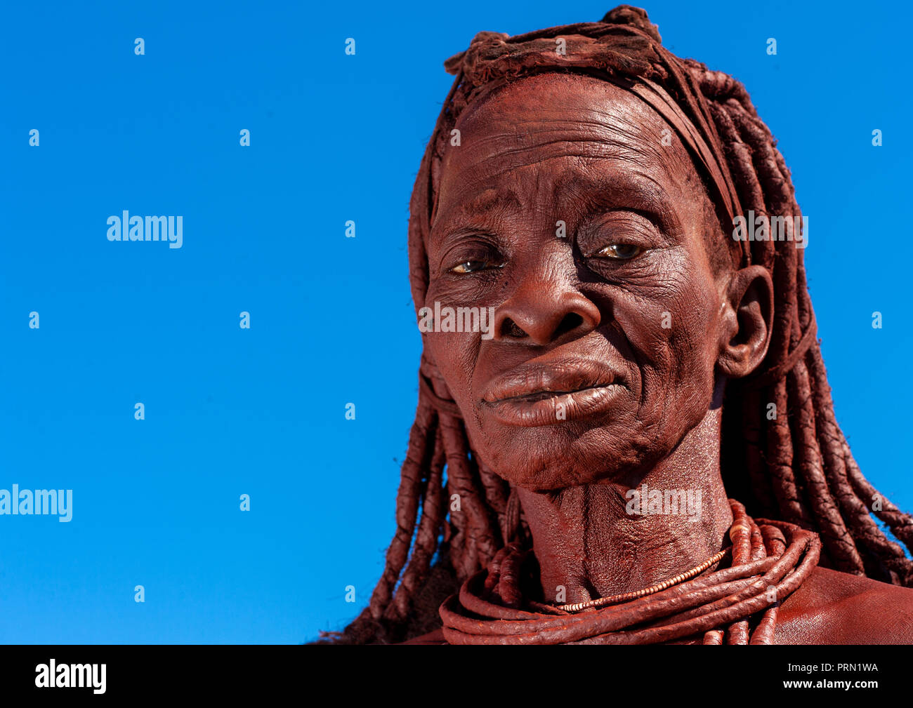 Portrait of a Himba tribe woman covered with otjize, Cunene Province ...