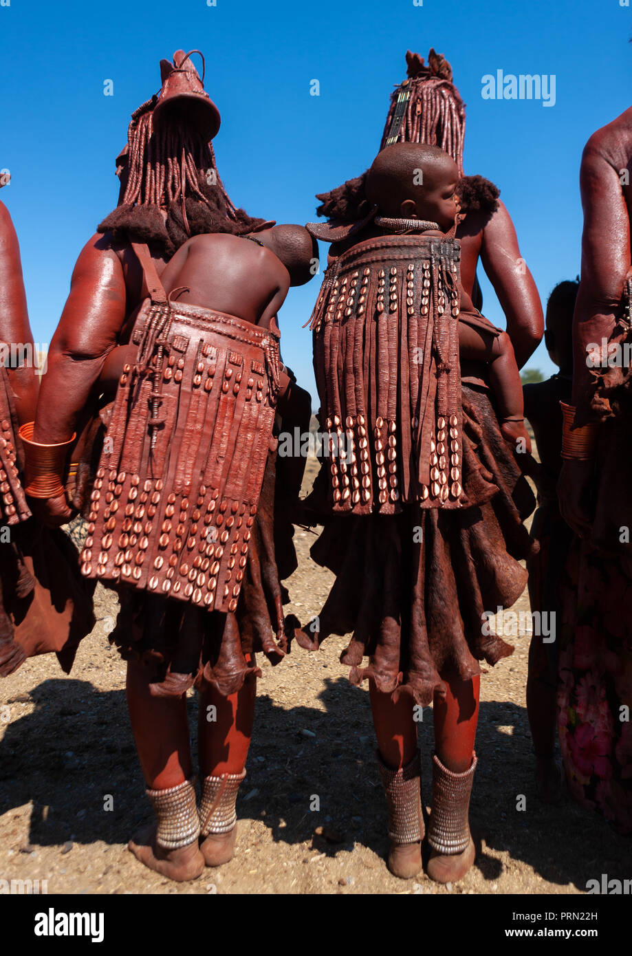 Himba tribe women covered with otjize, Cunene Province, Oncocua, Angola ...