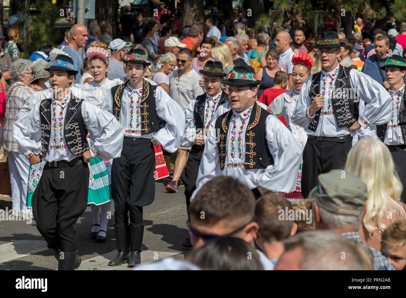 Traditional hungarian grape event participant in autumn in a village ...