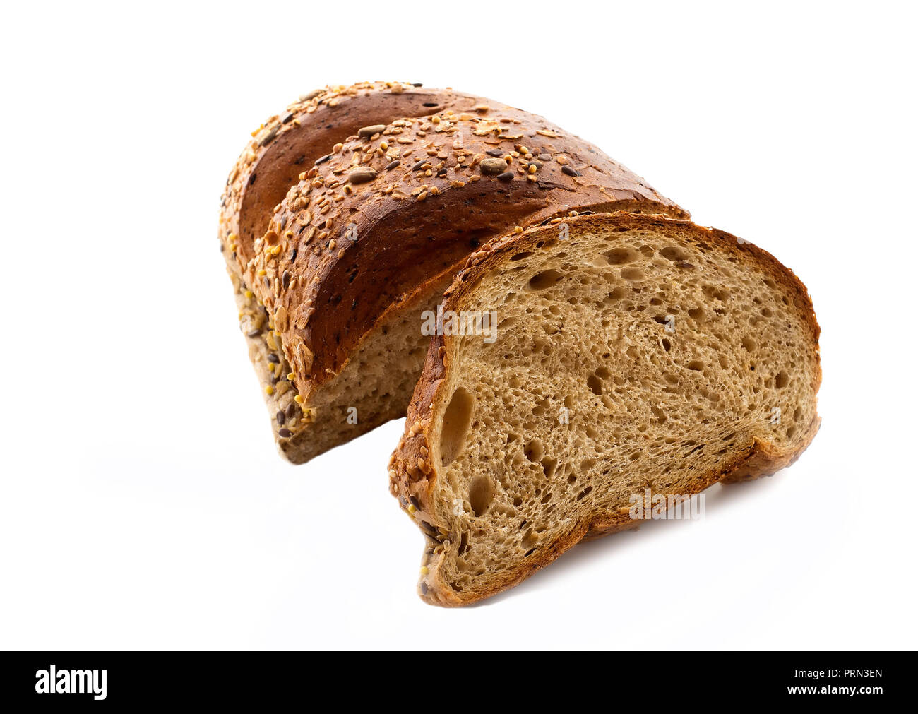 Top view of sliced wholegrain bread isolated over white background ...