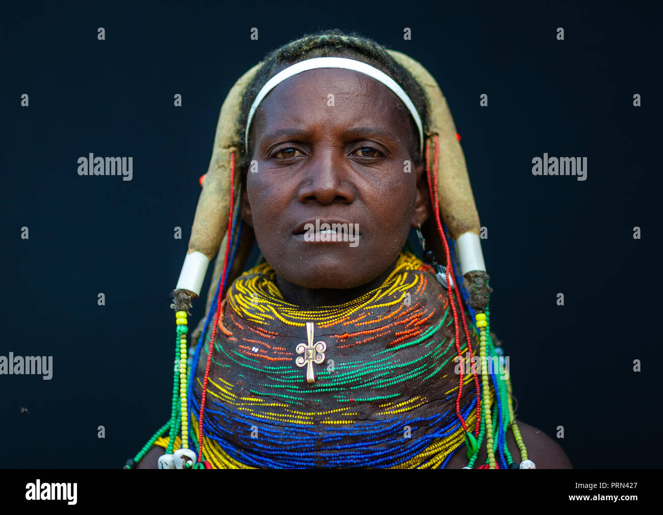 Portrait of a Mumuhuila tribe woman, Huila Province, Chibia, Angola ...