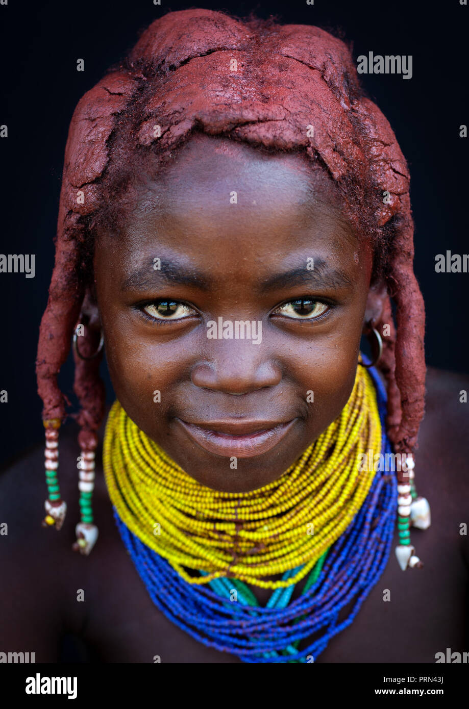 Mumuhuila tribe girl portrait, Huila Province, Chibia, Angola Stock ...