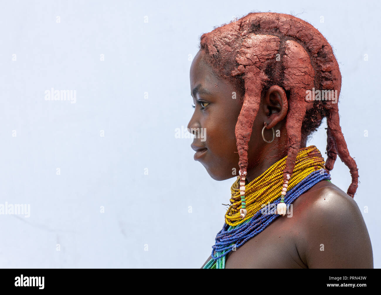 Portrait of a Mumuhuila tribe girl, Huila Province, Chibia, Angola ...