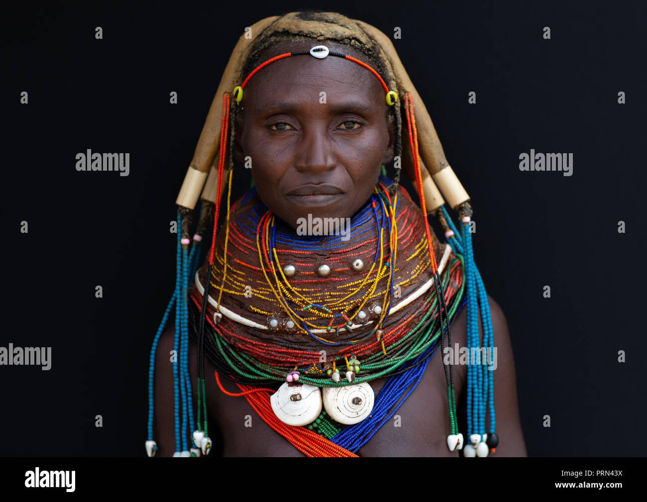 Portrait of a Mumuhuila tribe woman, Huila Province, Chibia, Angola ...