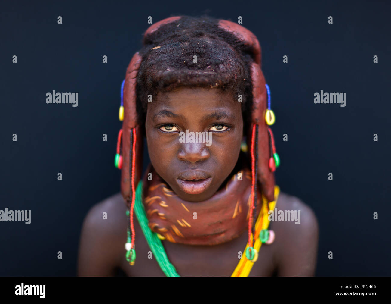 Portrait of a Mumuhuila tribe girl, Huila Province, Chibia, Angola ...