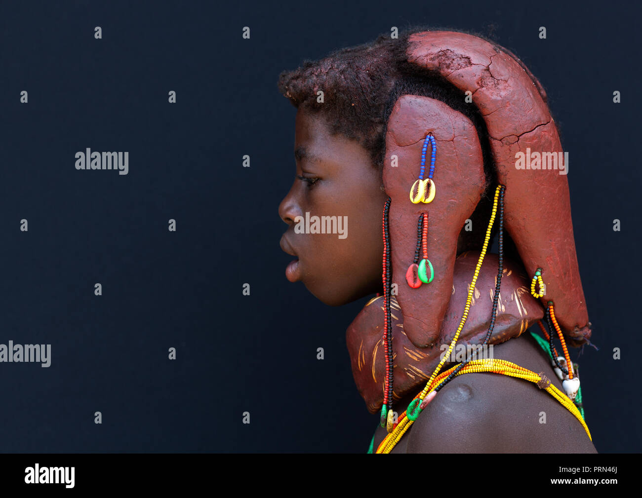 Portrait of a Mumuhuila tribe girl, Huila Province, Chibia, Angola ...