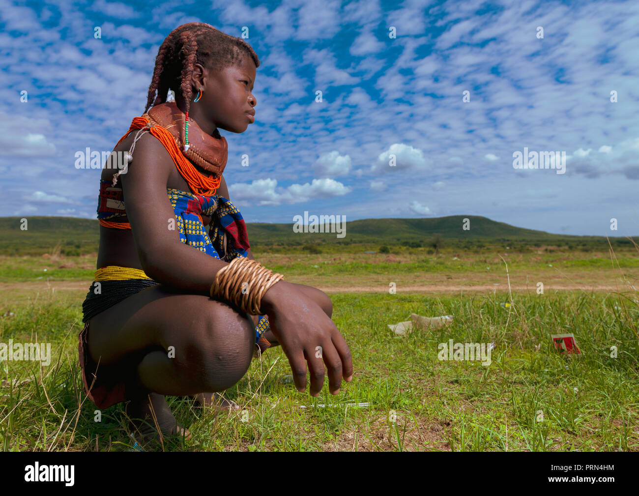 Portrait of a Mumuhuila tribe girl, Huila Province, Chibia, Angola ...