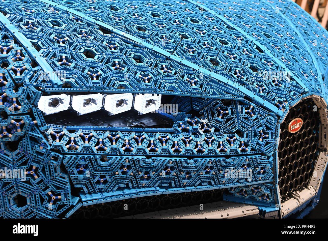 Paris, France. 03rd Oct, 2018. A Bugatti Chiron made of Lego bricks ...