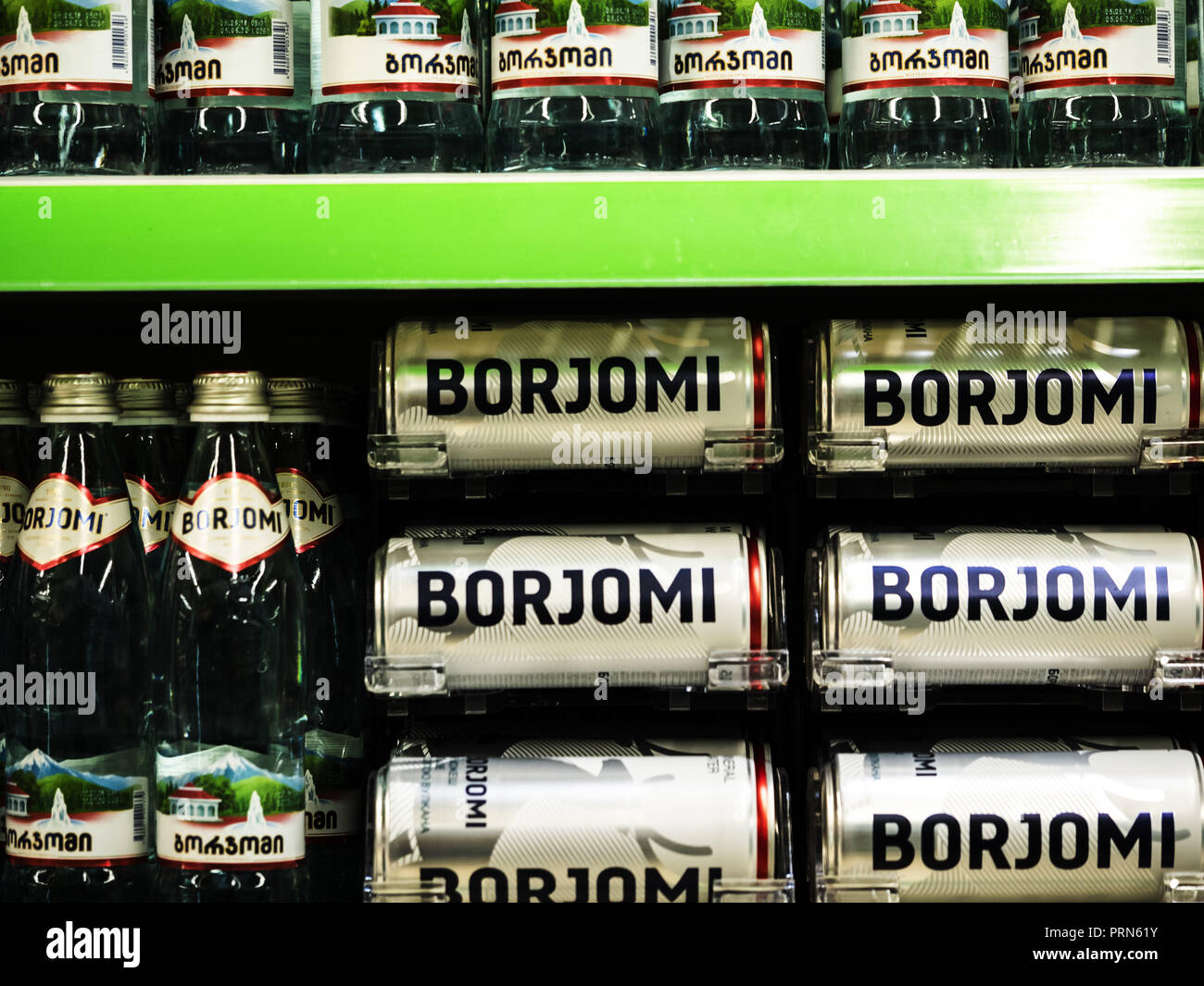 Kiev, Ukraine. 2nd Oct, 2018. Sparkling medical-table water Borjomi ...
