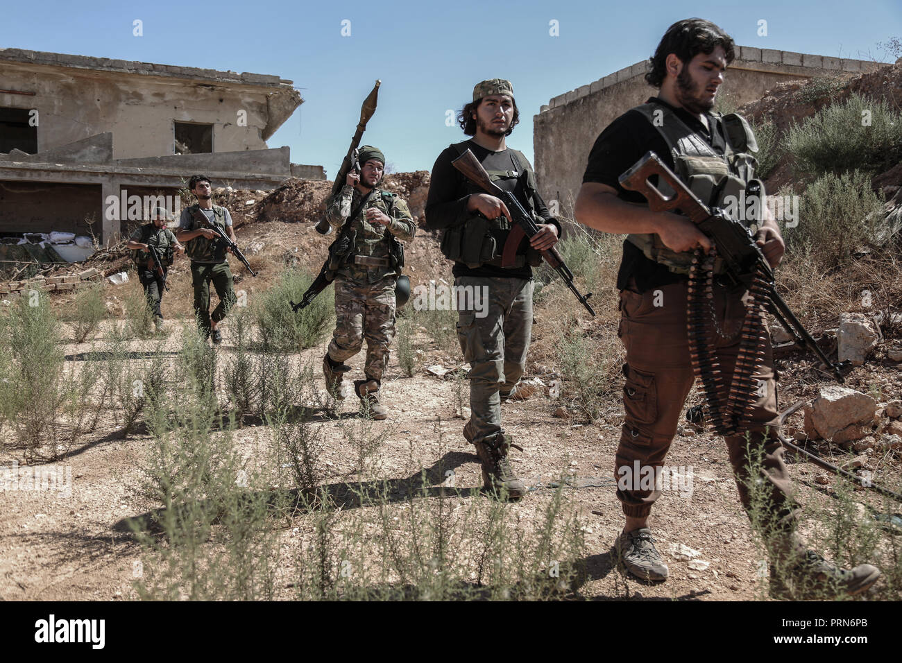Aleppo, Syria. 03rd Oct, 2018. Soldiers of the Sham Brigade of the ...