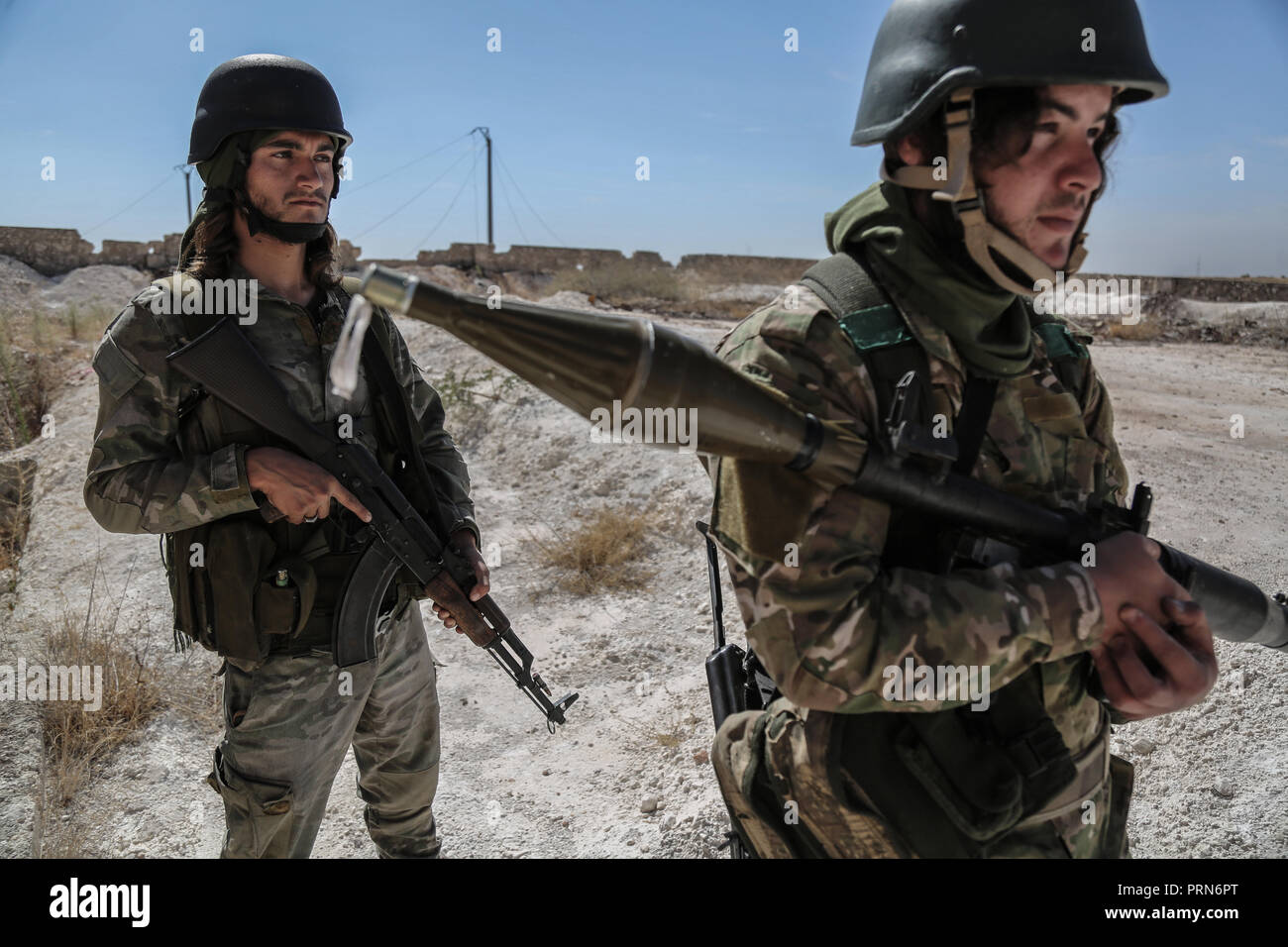 Aleppo, Syria. 03rd Oct, 2018. Soldiers of the Sham Brigade of the ...