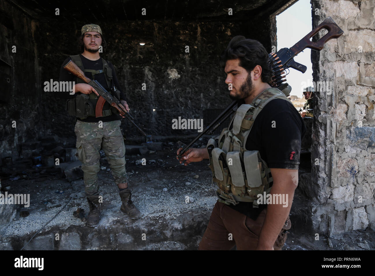 Aleppo, Syria. 03rd Oct, 2018. Soldiers of the Sham Brigade of the ...