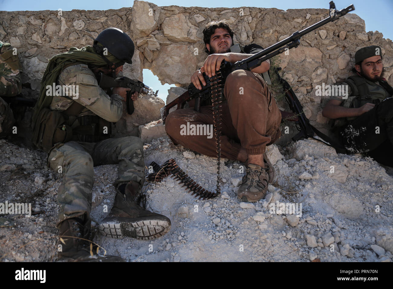 Aleppo, Syria. 03rd Oct, 2018. Soldiers of the Sham Brigade of the ...