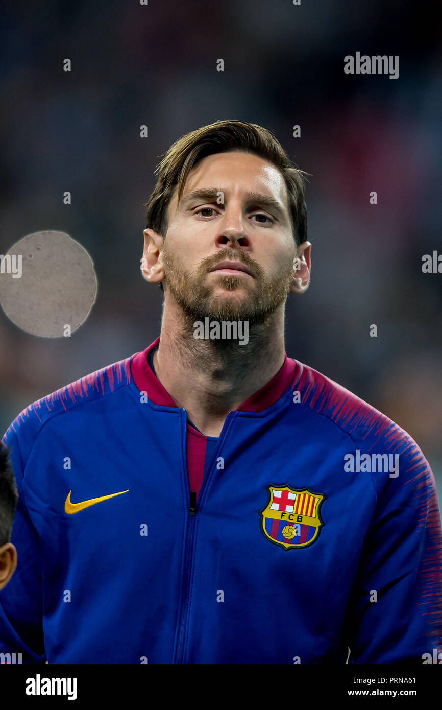 Wembley Stadium, London, UK. 3rd Oct 2018. Lionel Messi of Barcelona ...
