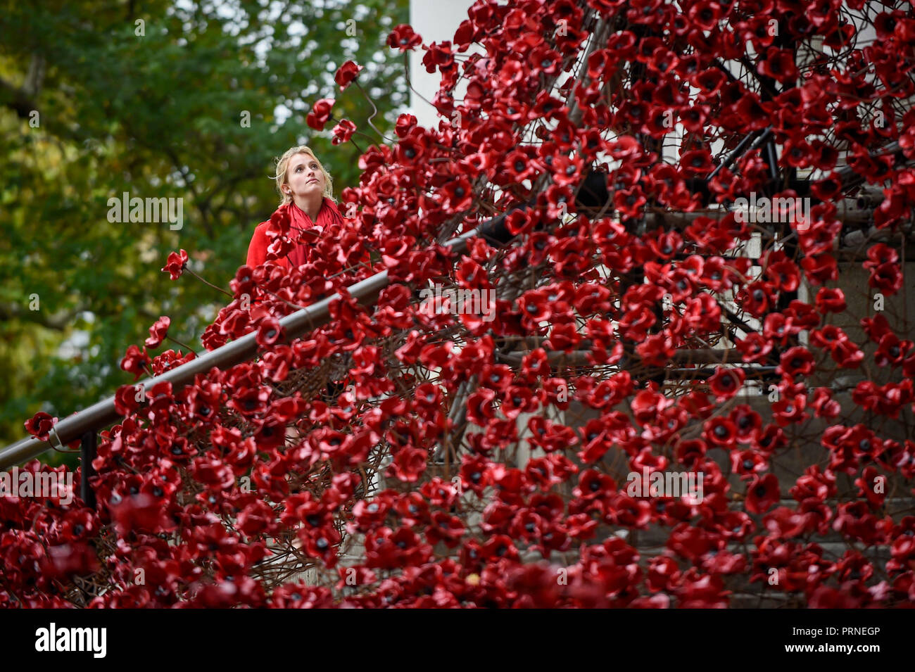 London, UK. 4 October 2018. Anna Wigley, an IWM staff member, poses ...