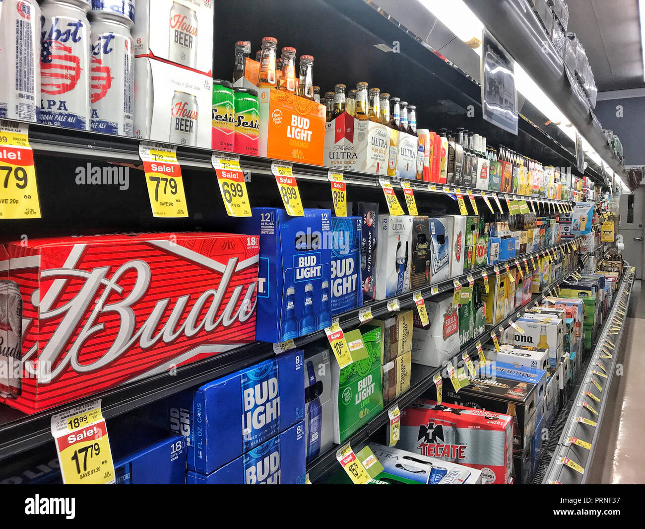 Denver, USA. 16th June, 2018. Different types of beer are stored in a ...