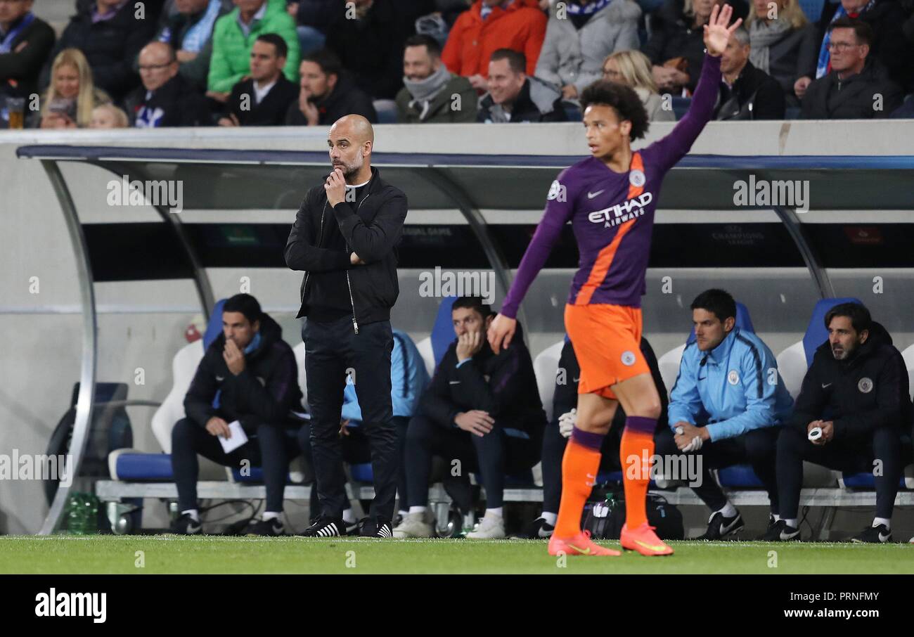 firo: 02.10.2018 Football, Football, Champions League: TSG Hoffenheim - Manchester City 1: 2 Pep ...