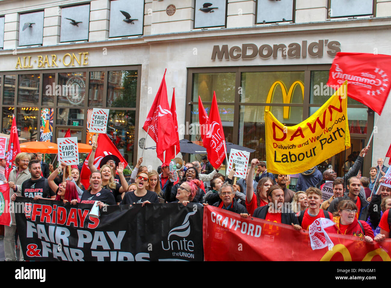 Leicester Square, London - 3rd October 2018. McDonald’s, Wetherspoons ...