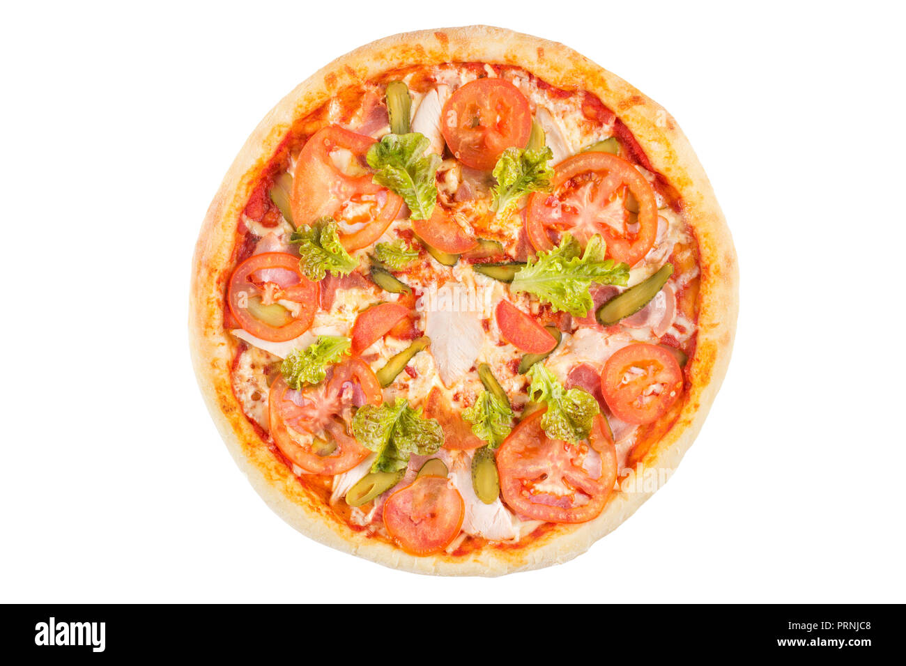 Assorted pizza on a white background. View from above. Isolated Stock ...