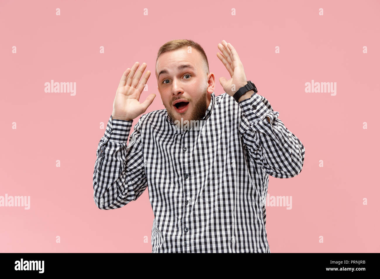 I'm afraid. Fright. Portrait of the scared man. Business man standing ...