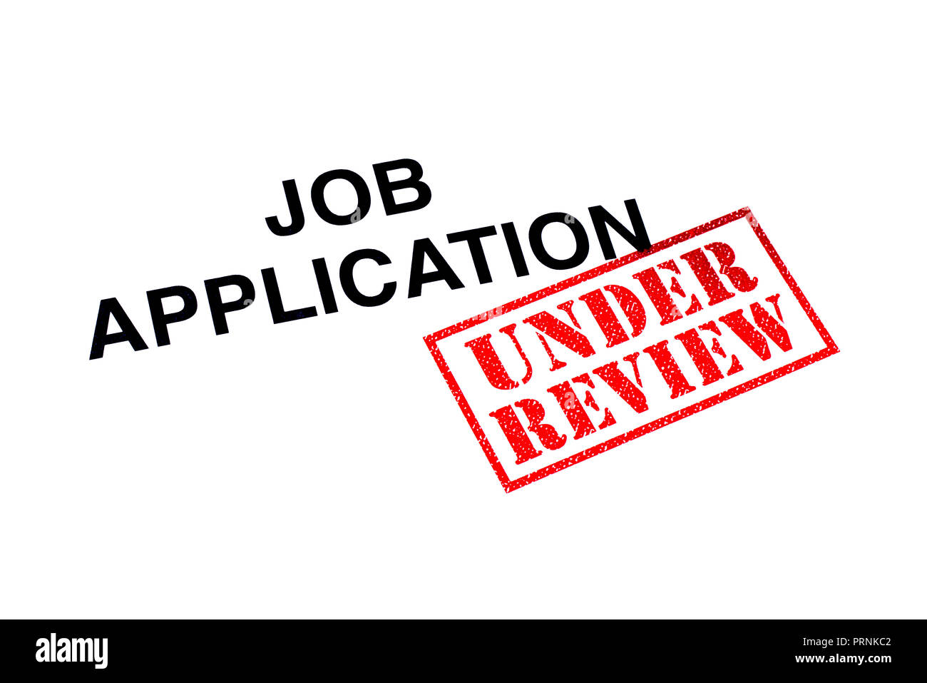 Job Application heading stamped with a red UNDER REVIEW rubber stamp ...