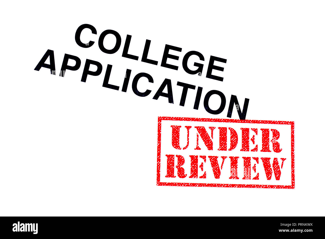 College Application heading stamped with a red UNDER REVIEW rubber ...