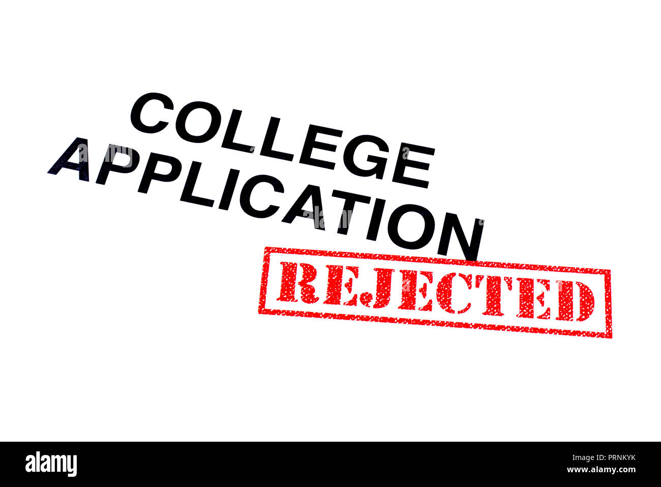 College Application heading stamped with a red REJECTED rubber stamp ...