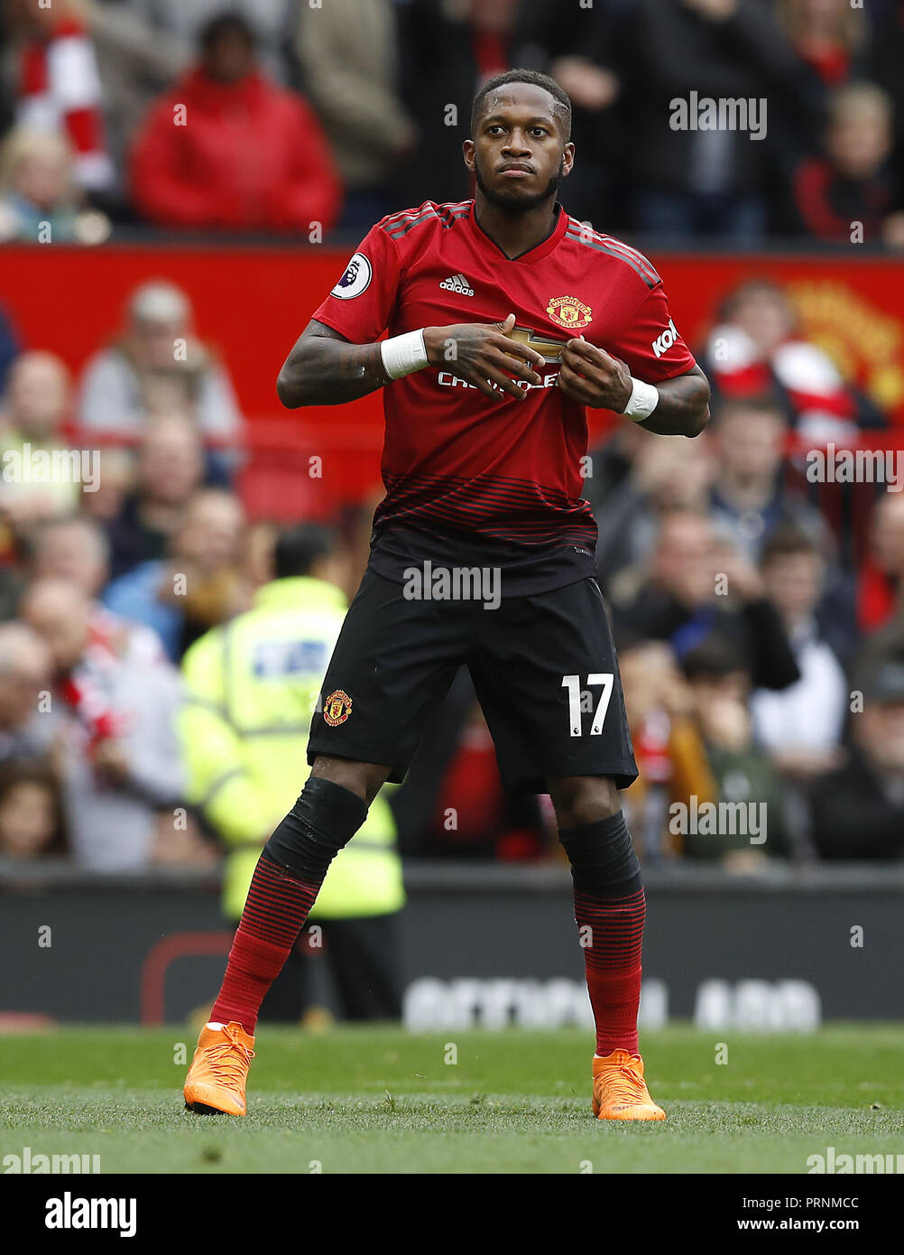 Manchester uniteds fred celebrates hi-res stock photography and images ...