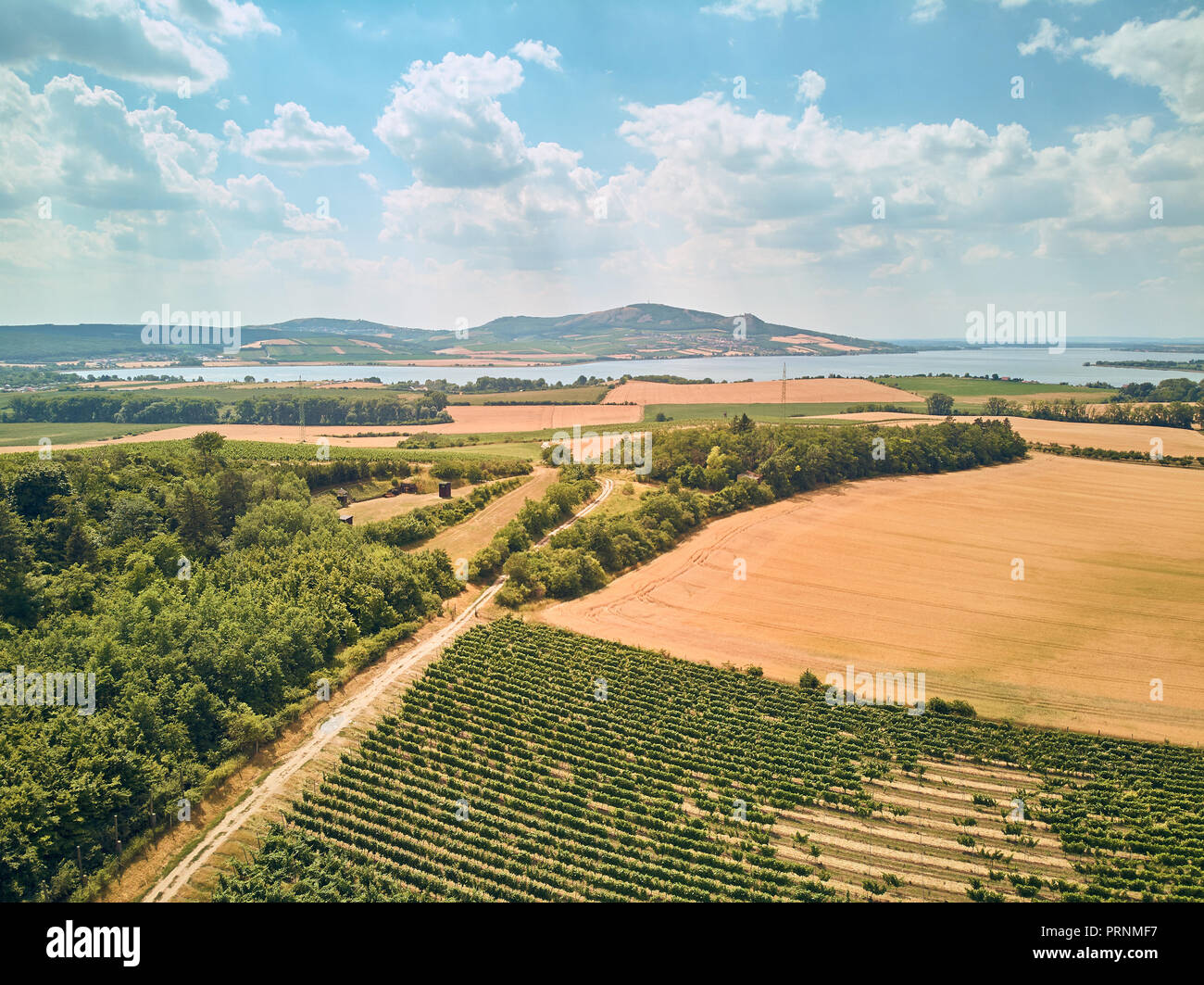 Aerial view of fields and river hi-res stock photography and images - Alamy